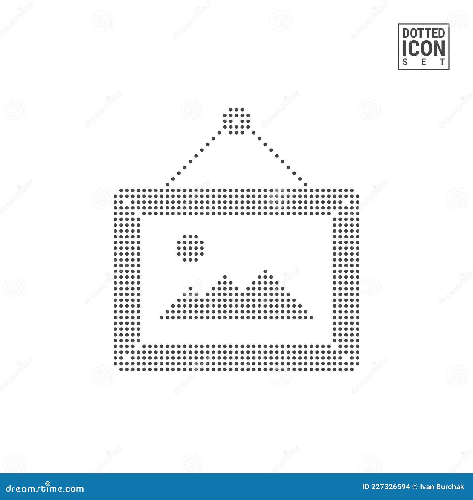 Picture Frame Hanging on a Nail Dot Pattern Icon. Default Avatar Dotted ...