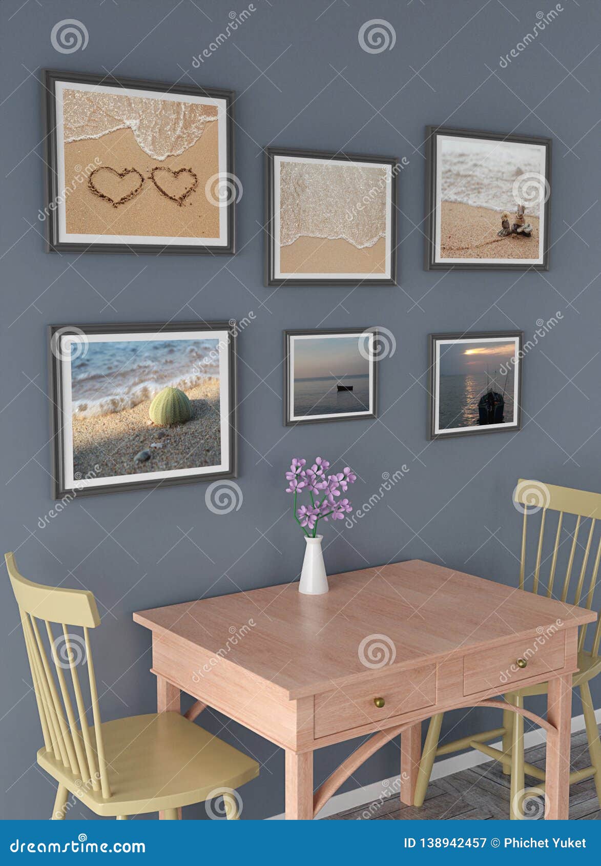 Picture Frame Interior Room Design 3d Render Stock Illustration ...