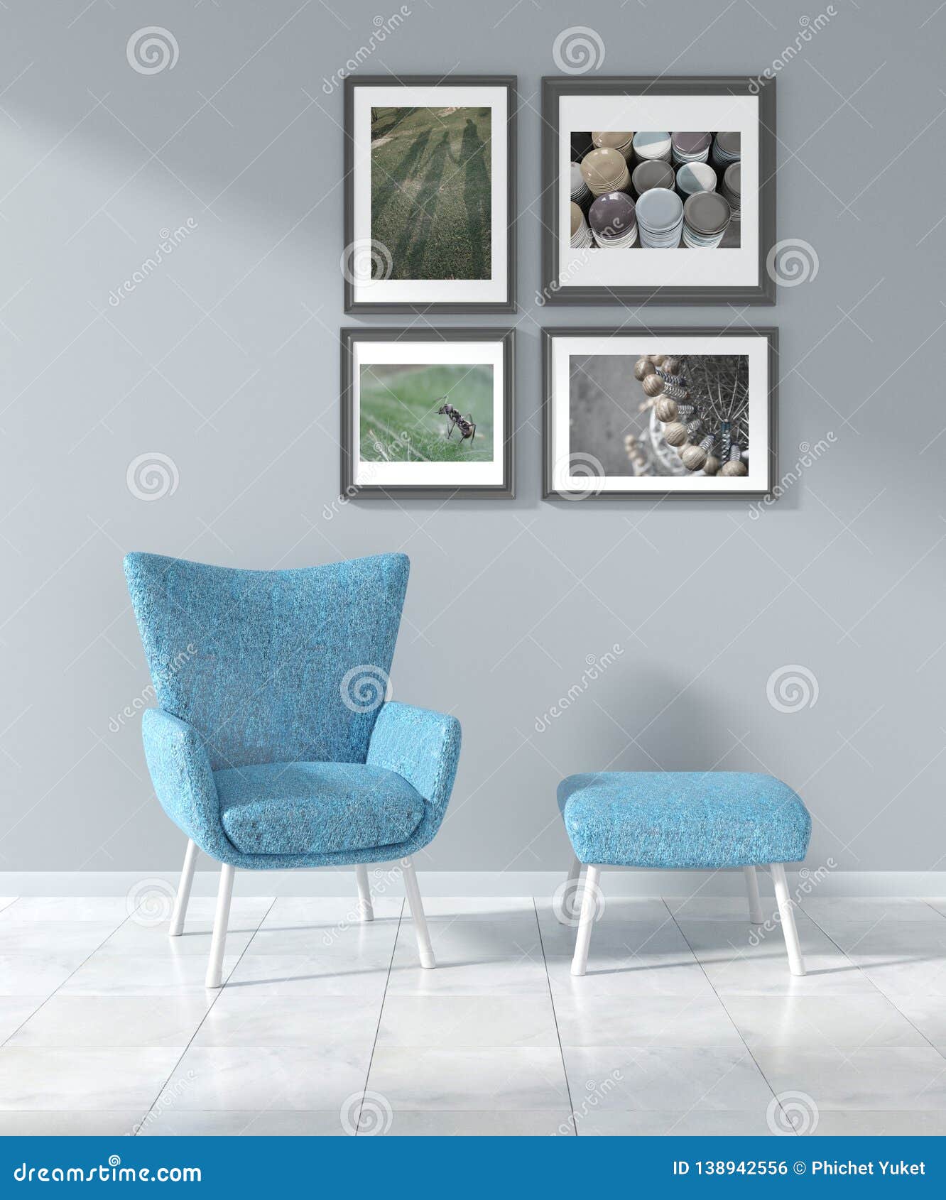 Picture Frame Interior Room Design 3d Render Stock Illustration ...