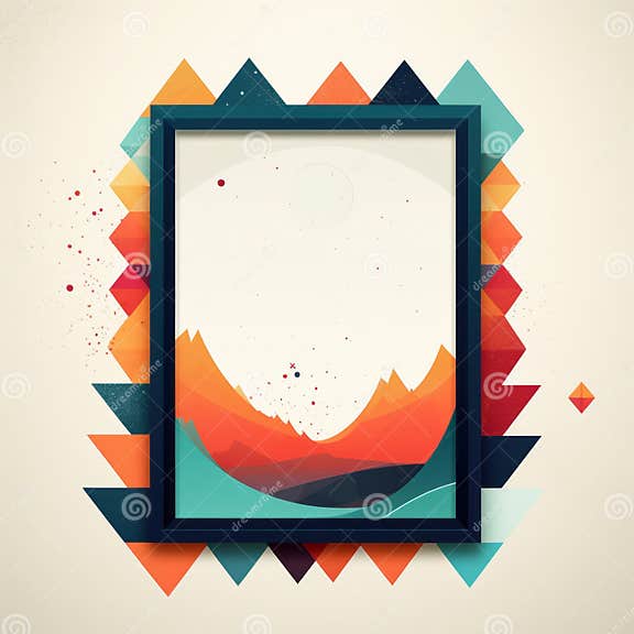 A Picture Frame with a Mountain in the Background Stock Illustration ...