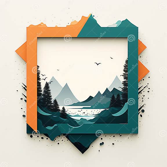 A Picture Frame with Mountains and Trees in it Stock Image - Image of ...