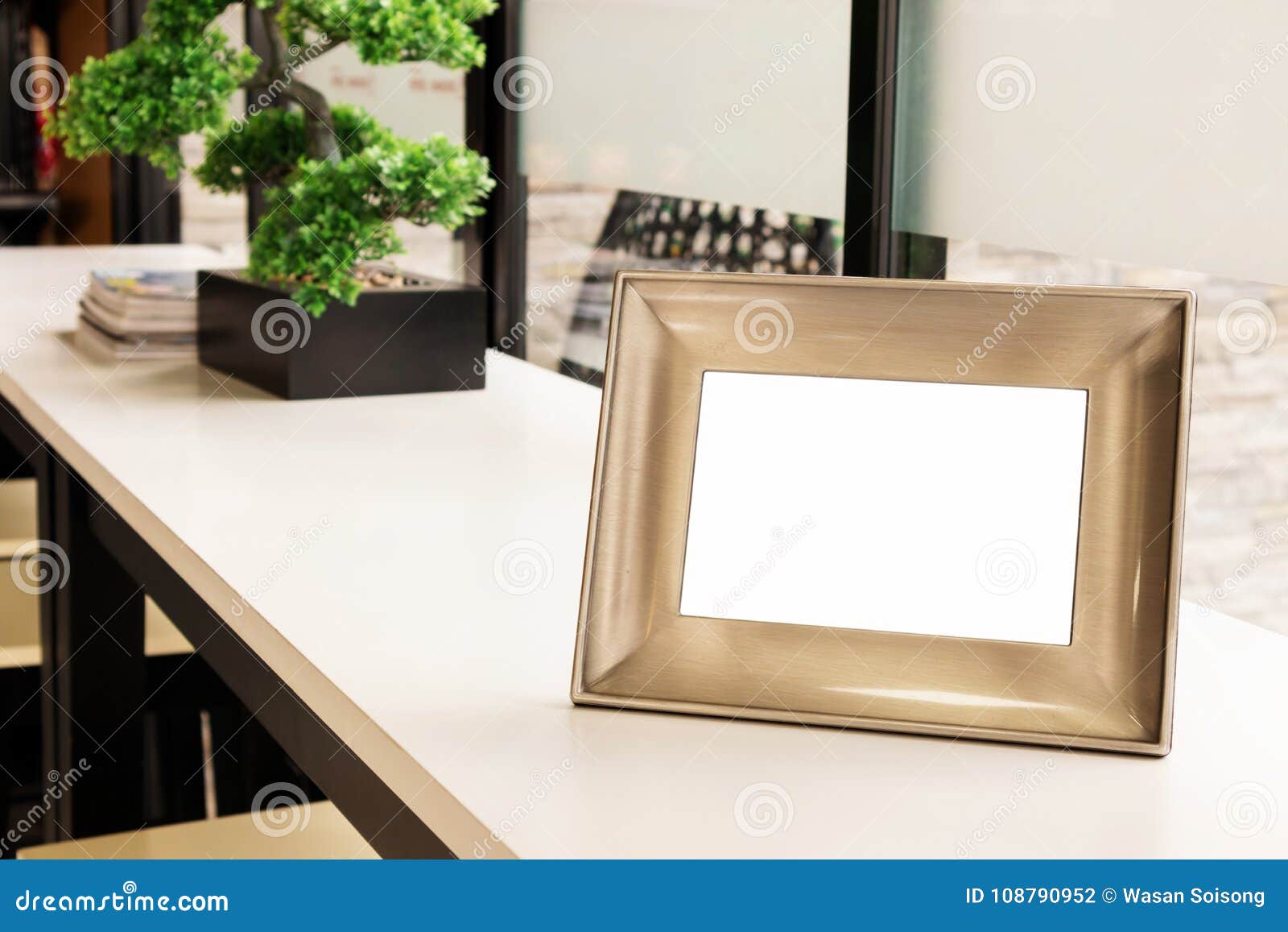 Picture Frame Placed on a Table in a Coffee Shop Stock Photo - Image of ...