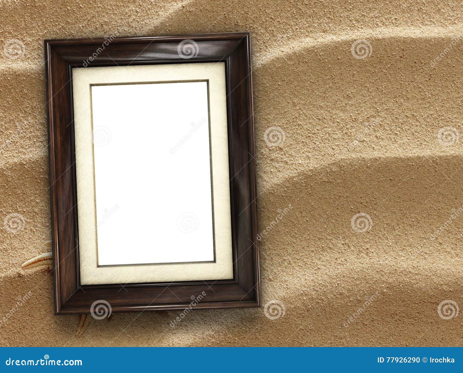 Picture Frame on Shells and Sand Background Stock Photo - Image of ...