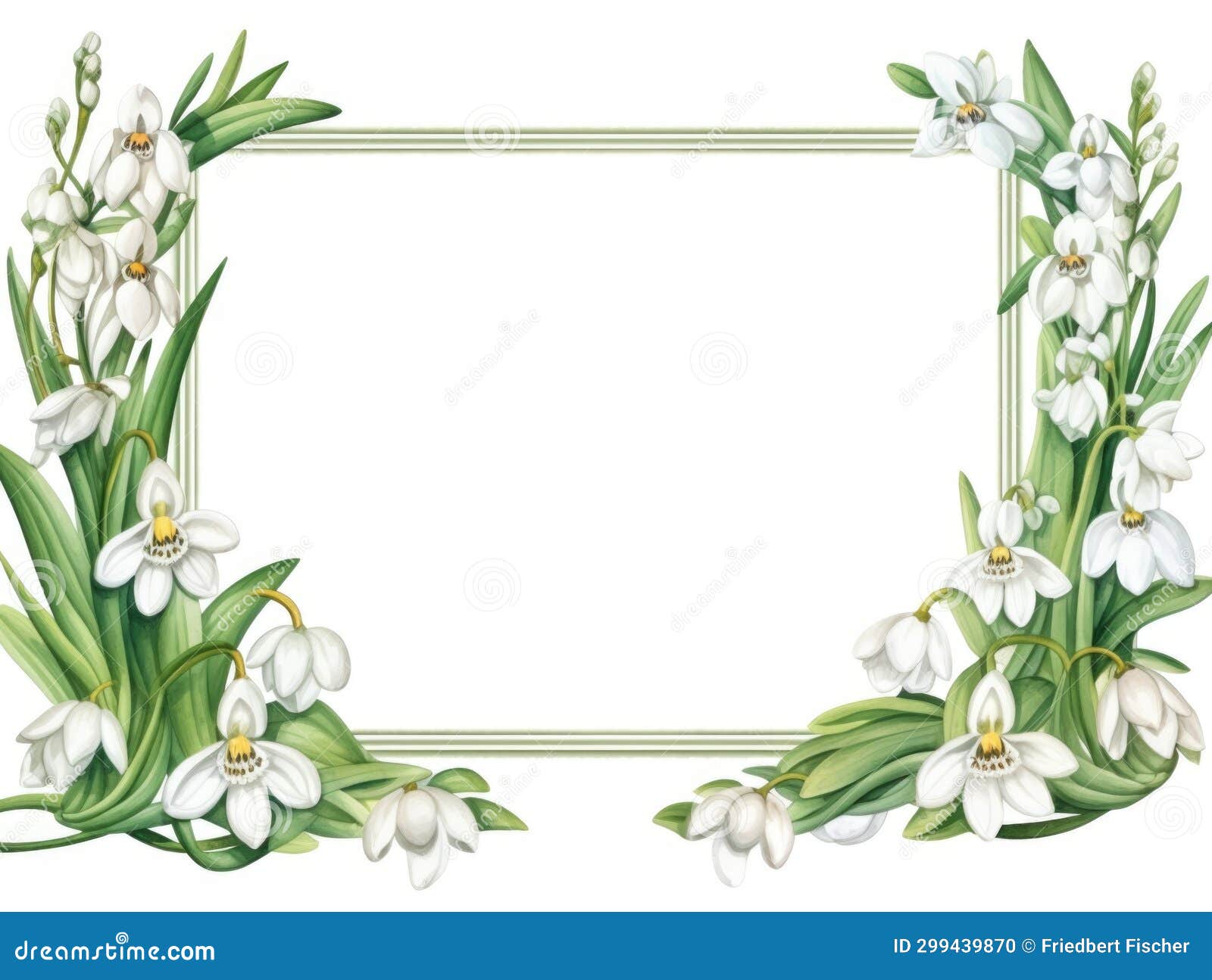 A Picture of a Frame with Snowdrops Stock Illustration - Illustration ...