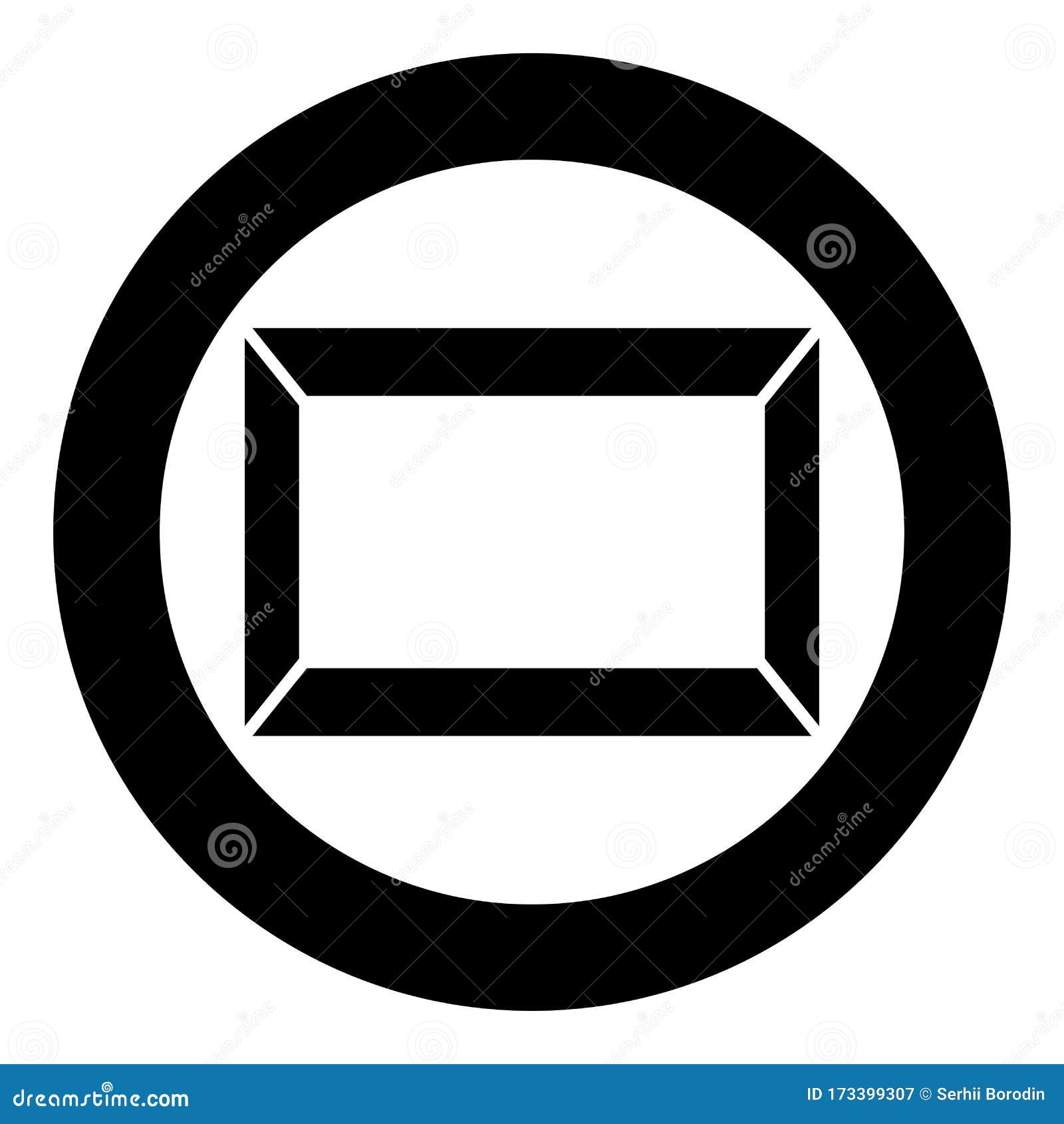 Picture Frame Squared Shape Icon in Circle Round Black Color Vector ...