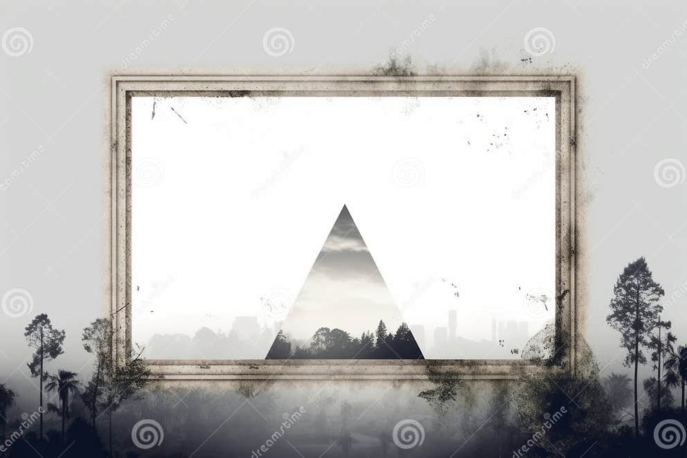A Picture Frame with a Triangle in it and Trees in the Background Stock ...