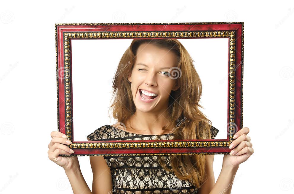 Picture frame and woman stock photo. Image of cheerful - 26271452