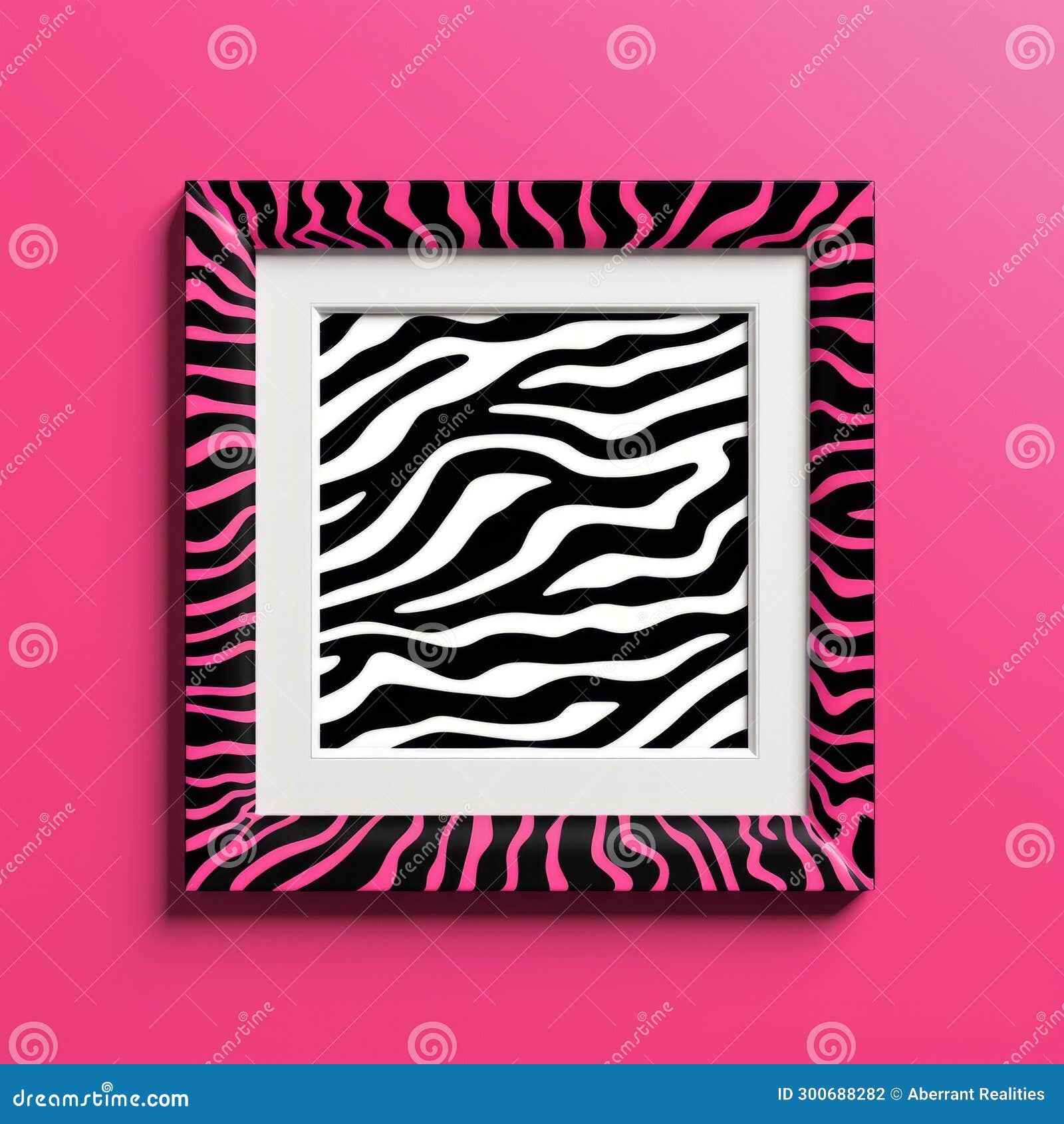 A Picture Frame with a Zebra Print on a Pink Background Stock ...