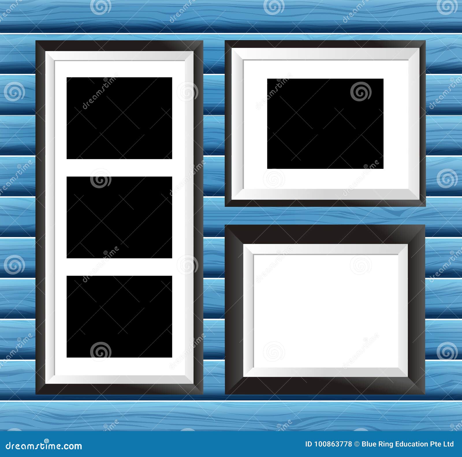 Picture Frames on Blue Wall Stock Vector - Illustration of clip ...