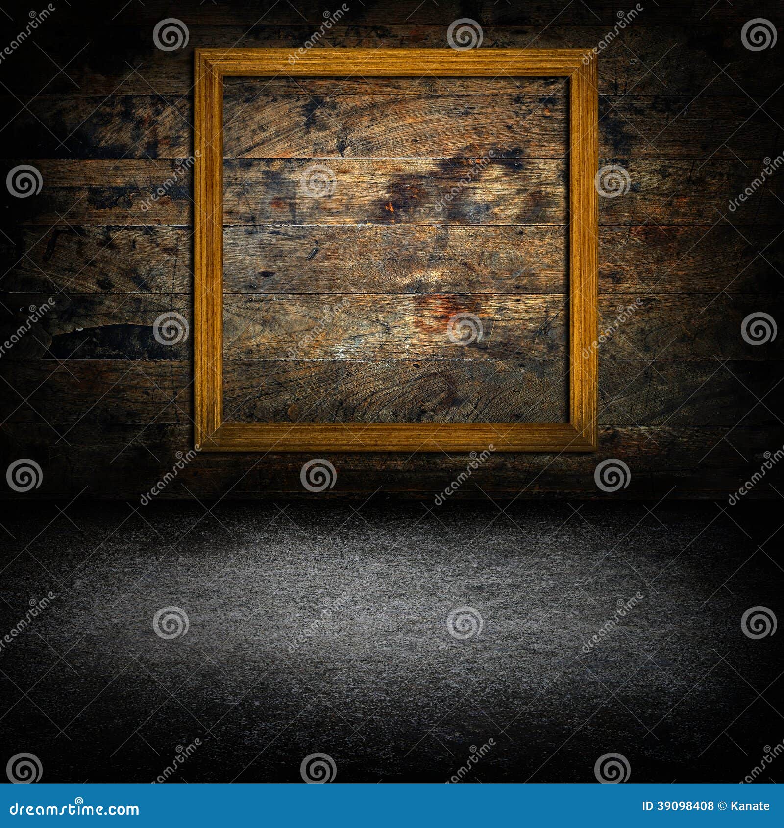 Picture Frames on Concrete Wall Stock Photo - Image of retro, room ...