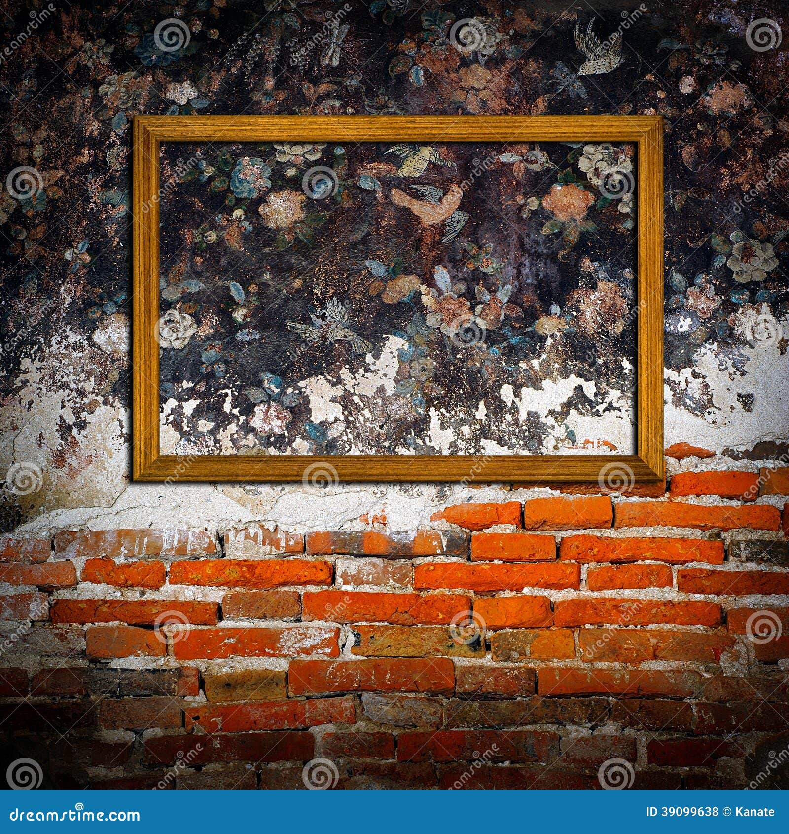 Picture Frames on Concrete Wall Stock Photo - Image of border, floor ...