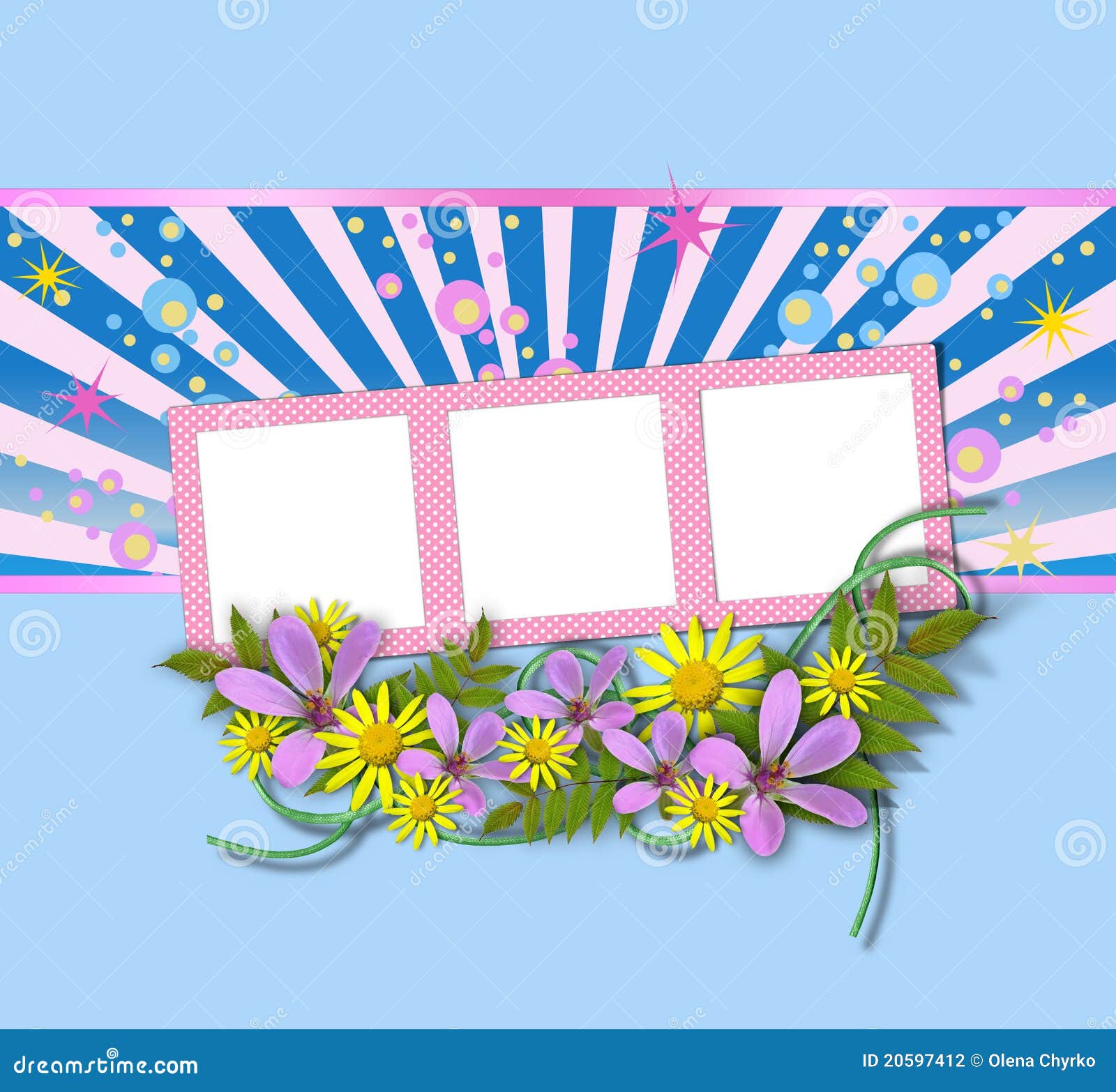 Picture Frames Decorated with Flowers Stock Illustration - Illustration ...