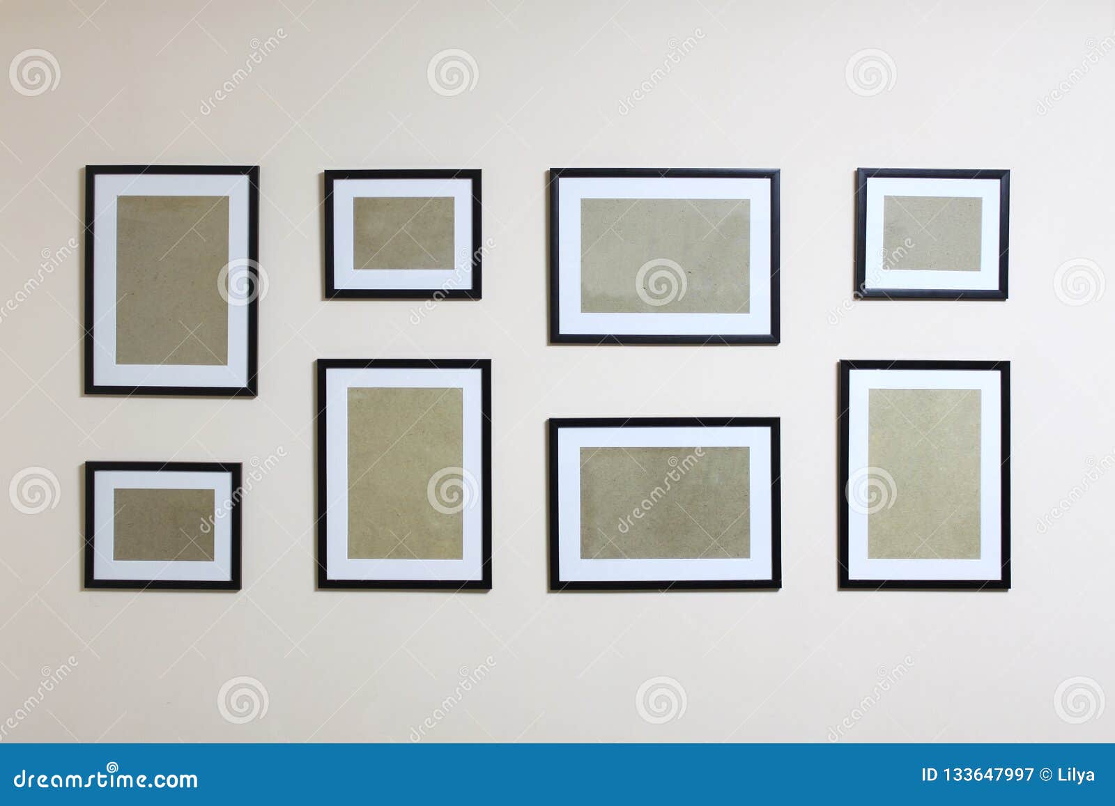 Picture Frames Set on the Wall Stock Image - Image of walln, collage ...