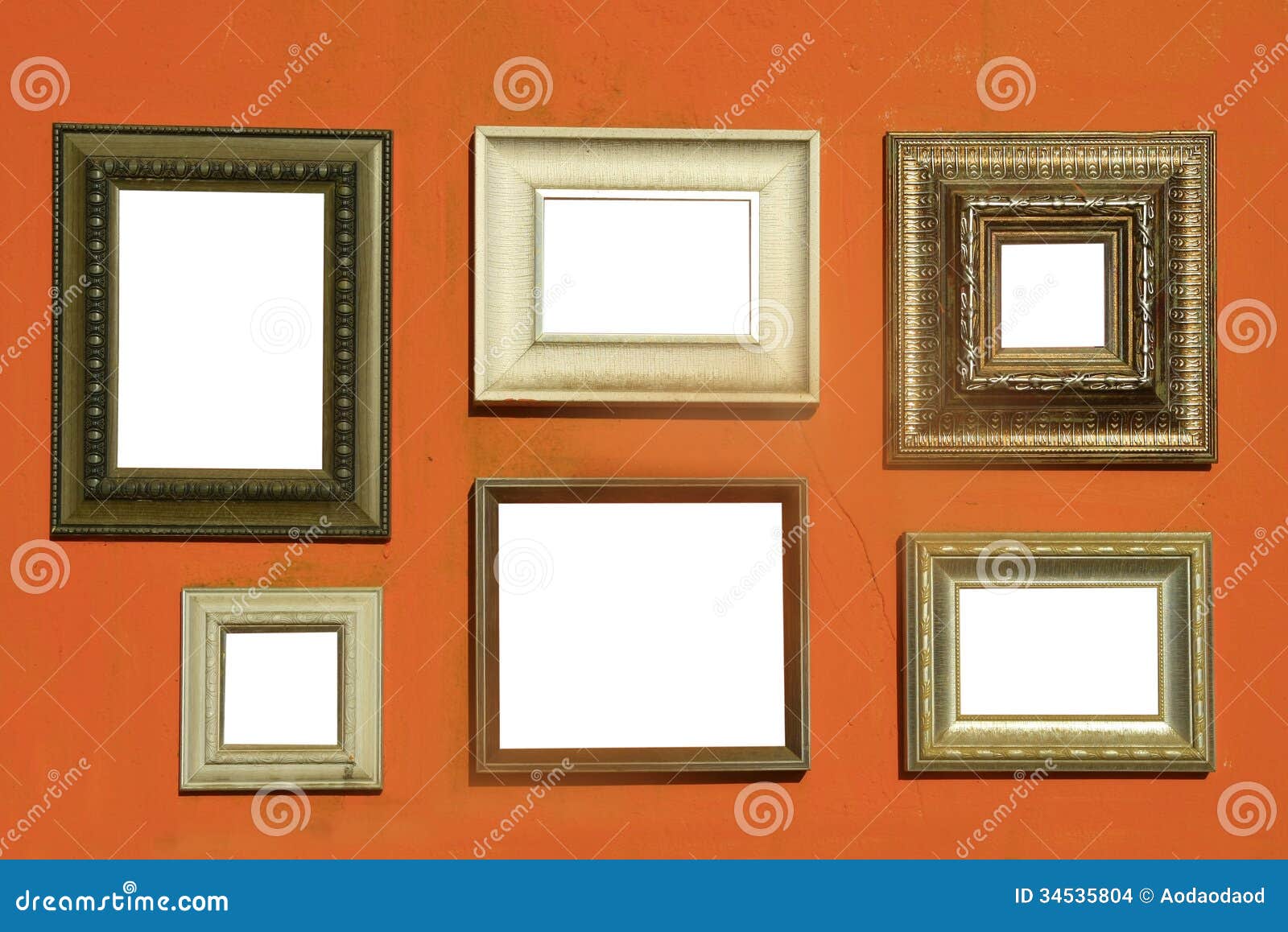 Picture frames on wall stock photo. Image of museum, illuminated - 34535804