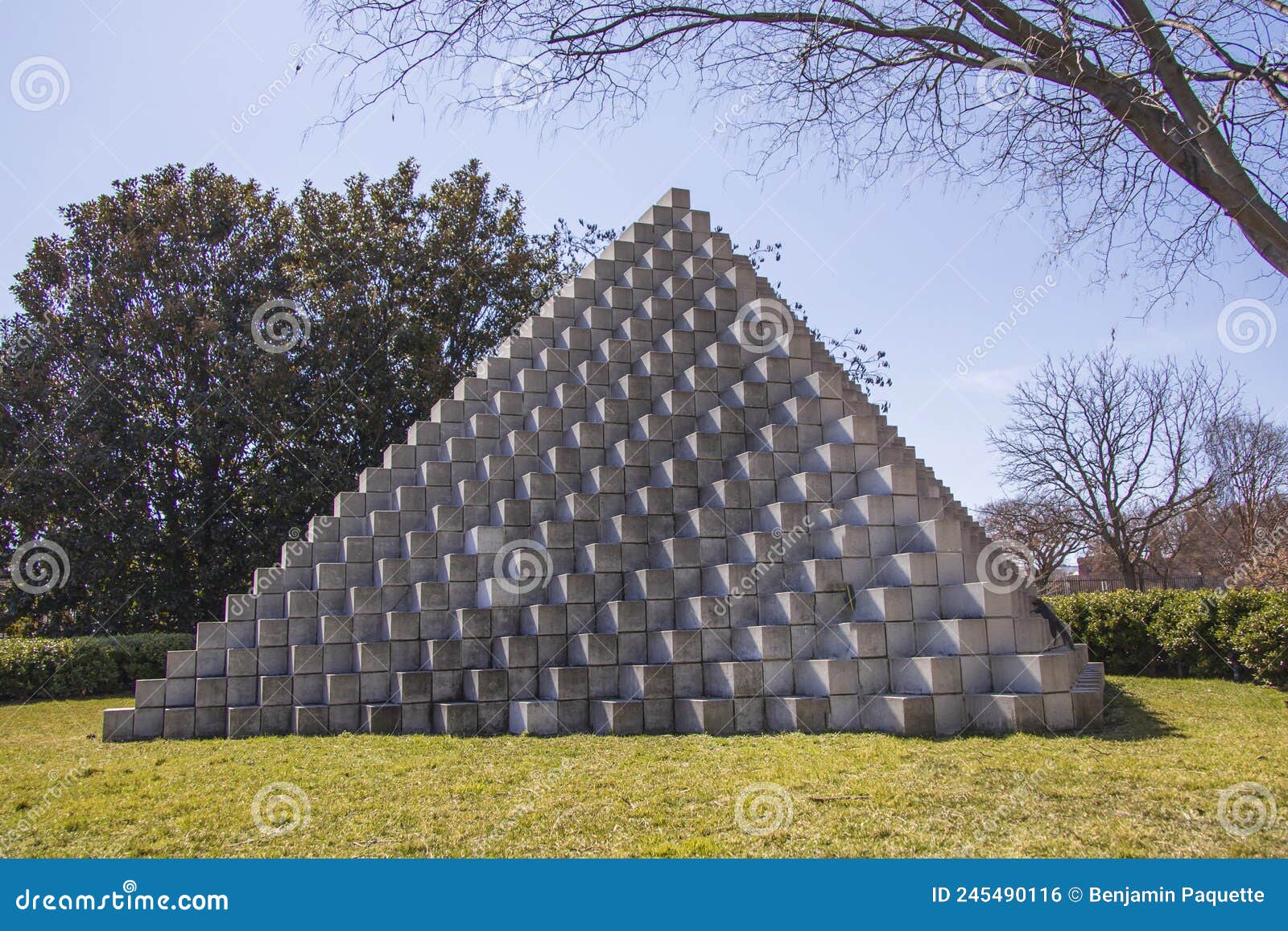 Geometric Triangle Sculpture Pattern in a Park Stock Photo - Image of ...