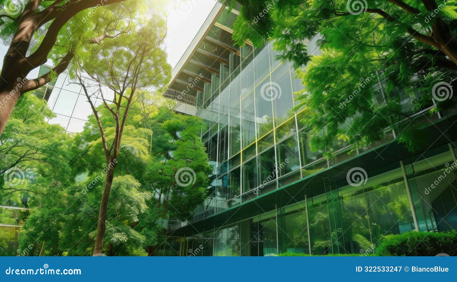 The Mirror Structure Reflect Light and Green Tree on Opposite Under Sun ...