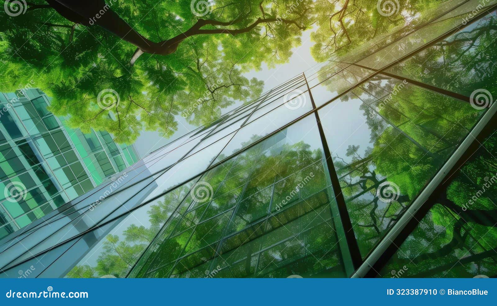 The Mirror Structure Reflect Light and Green Tree on Opposite Under Sun ...