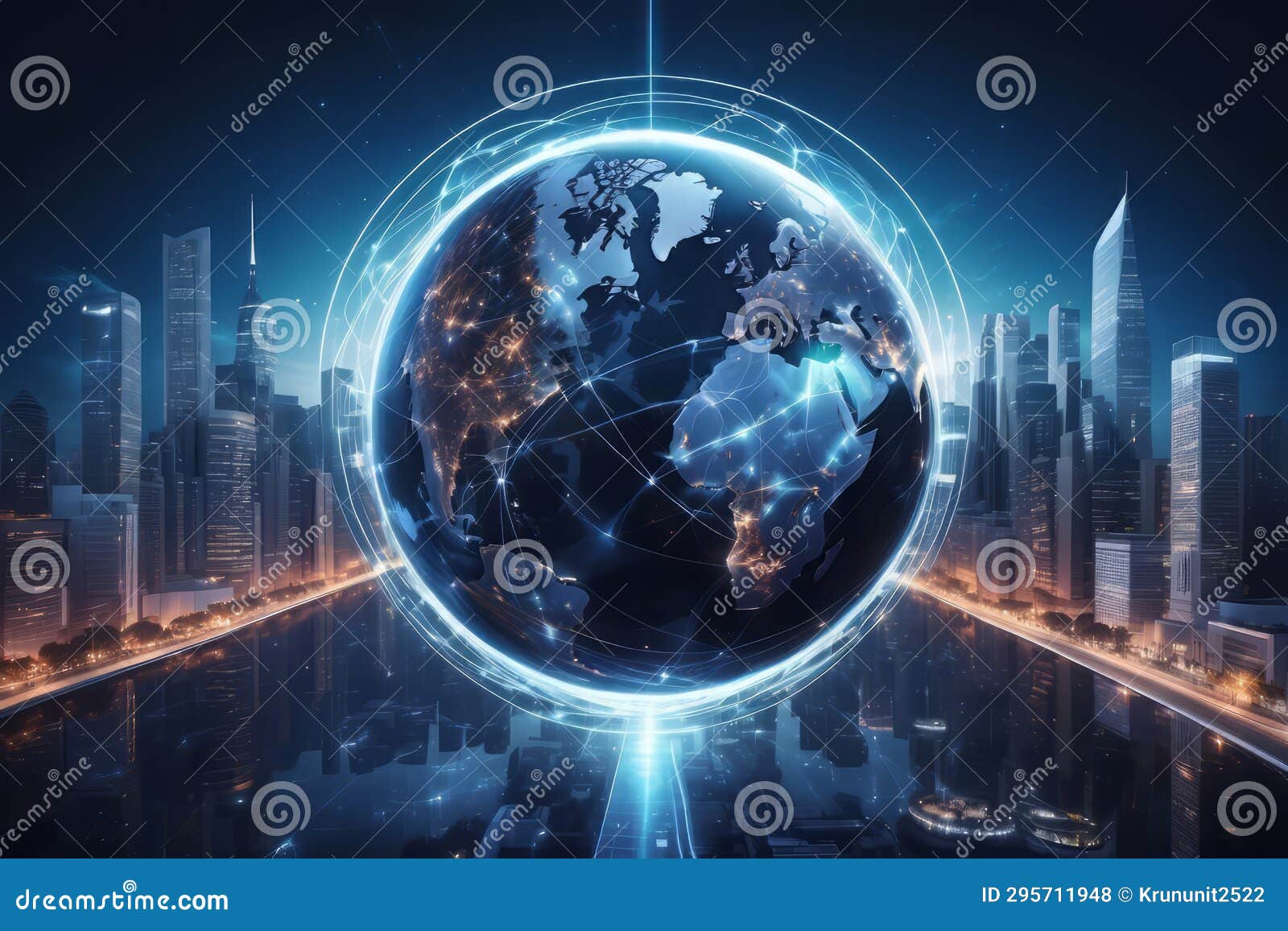 Global Business and Networking, Double Exposure Globe with Network ...