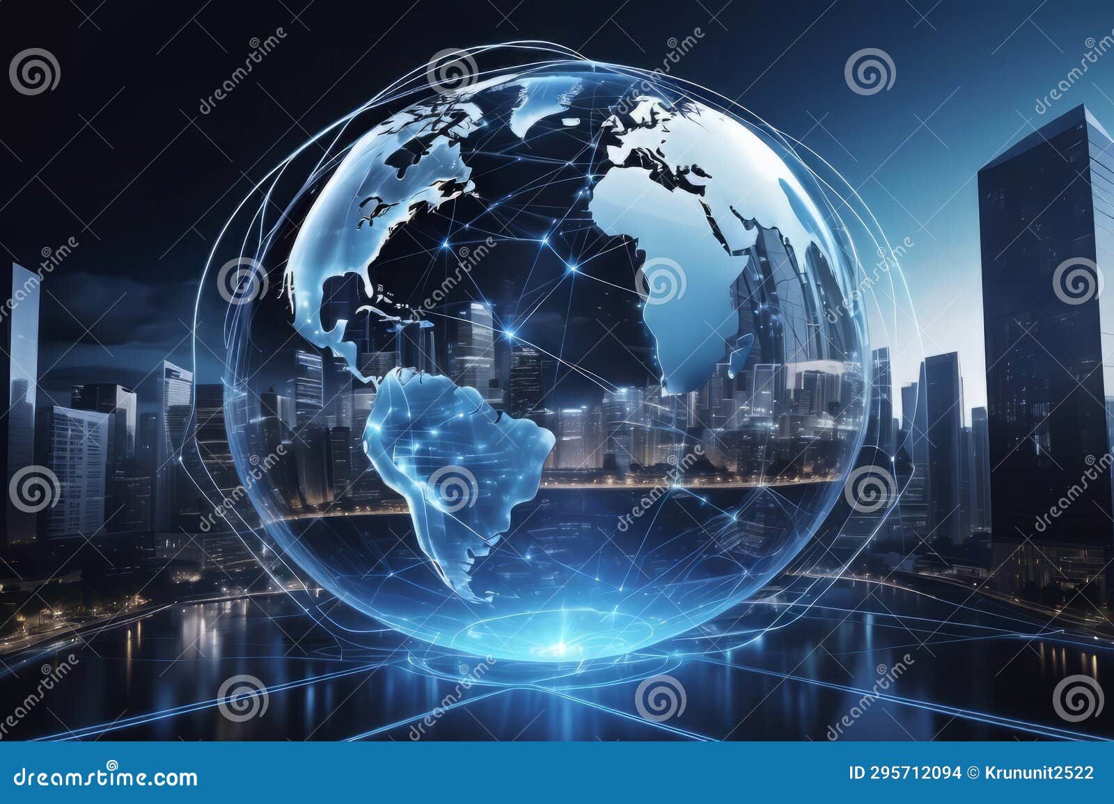 Global Business and Networking, Double Exposure Globe with Network ...