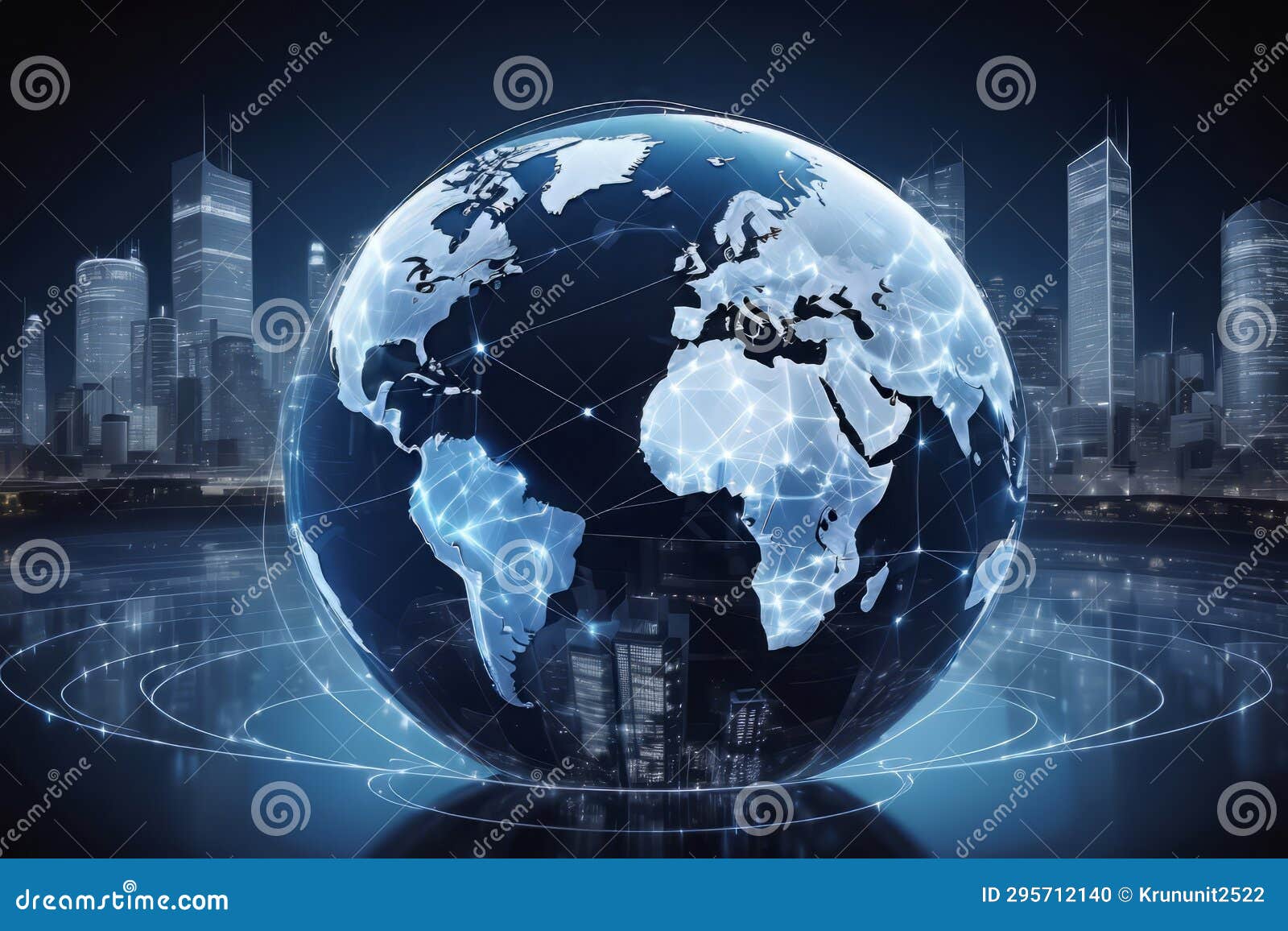 Global Business and Networking, Double Exposure Globe with Network ...