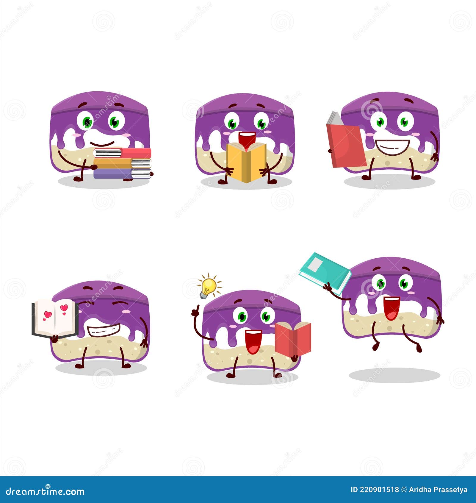 A Picture of Grapes Cake Cartoon Character Concept Reading an Amusing ...