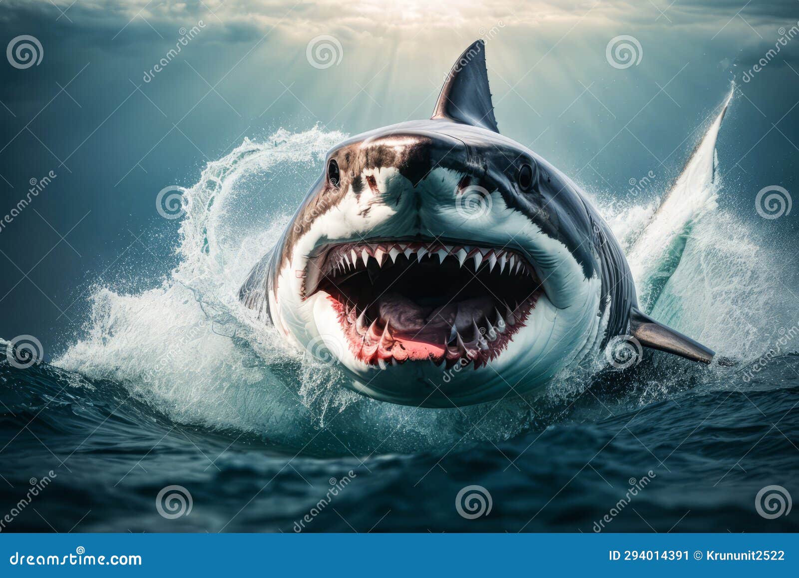 Great White Shark on the Attack and Ready To Bite Stock Illustration ...