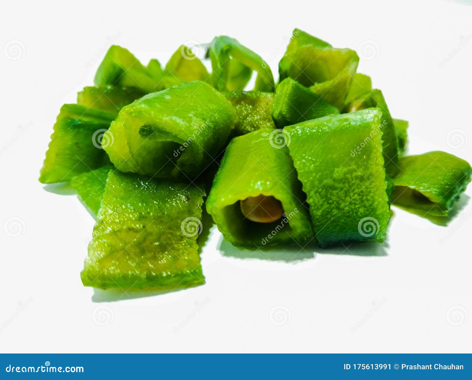 A Picture of Green Slices on White Background , Stock Image - Image of ...