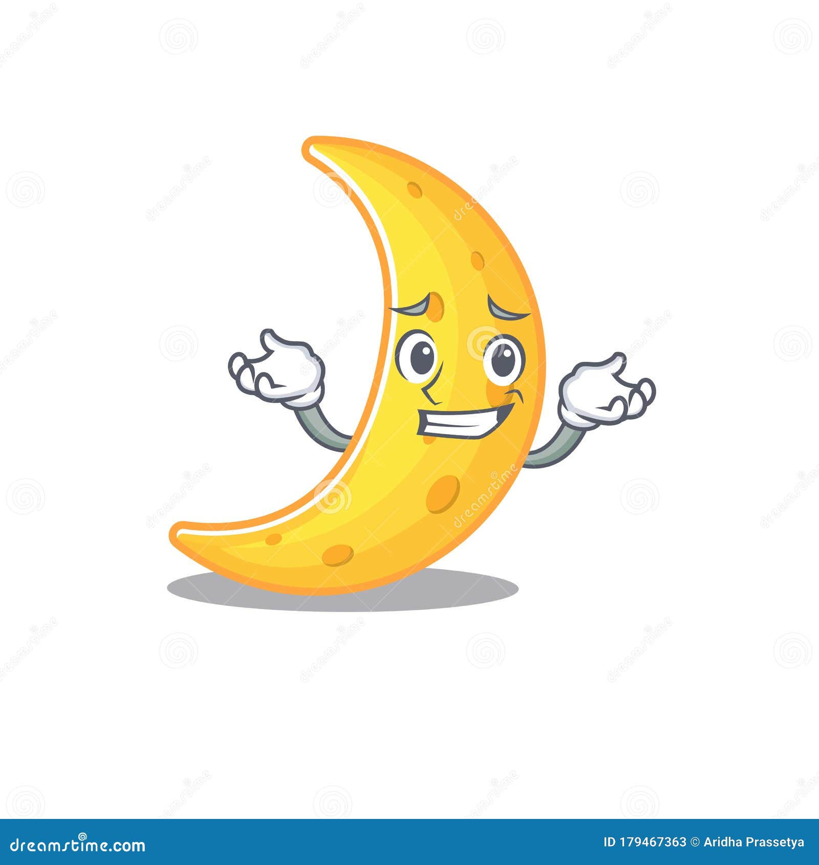 A Picture of Grinning Crescent Moon Cartoon Design Concept Stock Vector ...