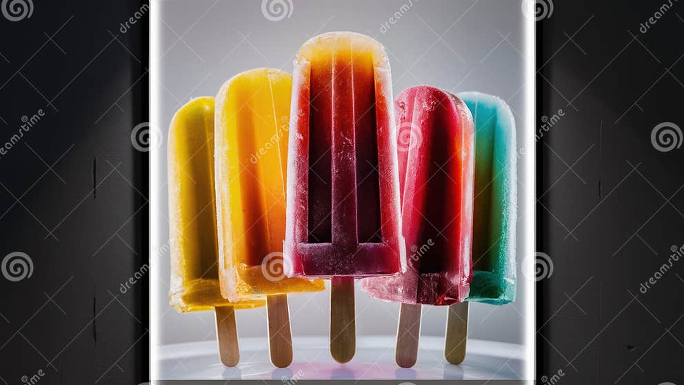A Picture of a Group of Popsicles on Sticks in Front of the Camera, AI ...