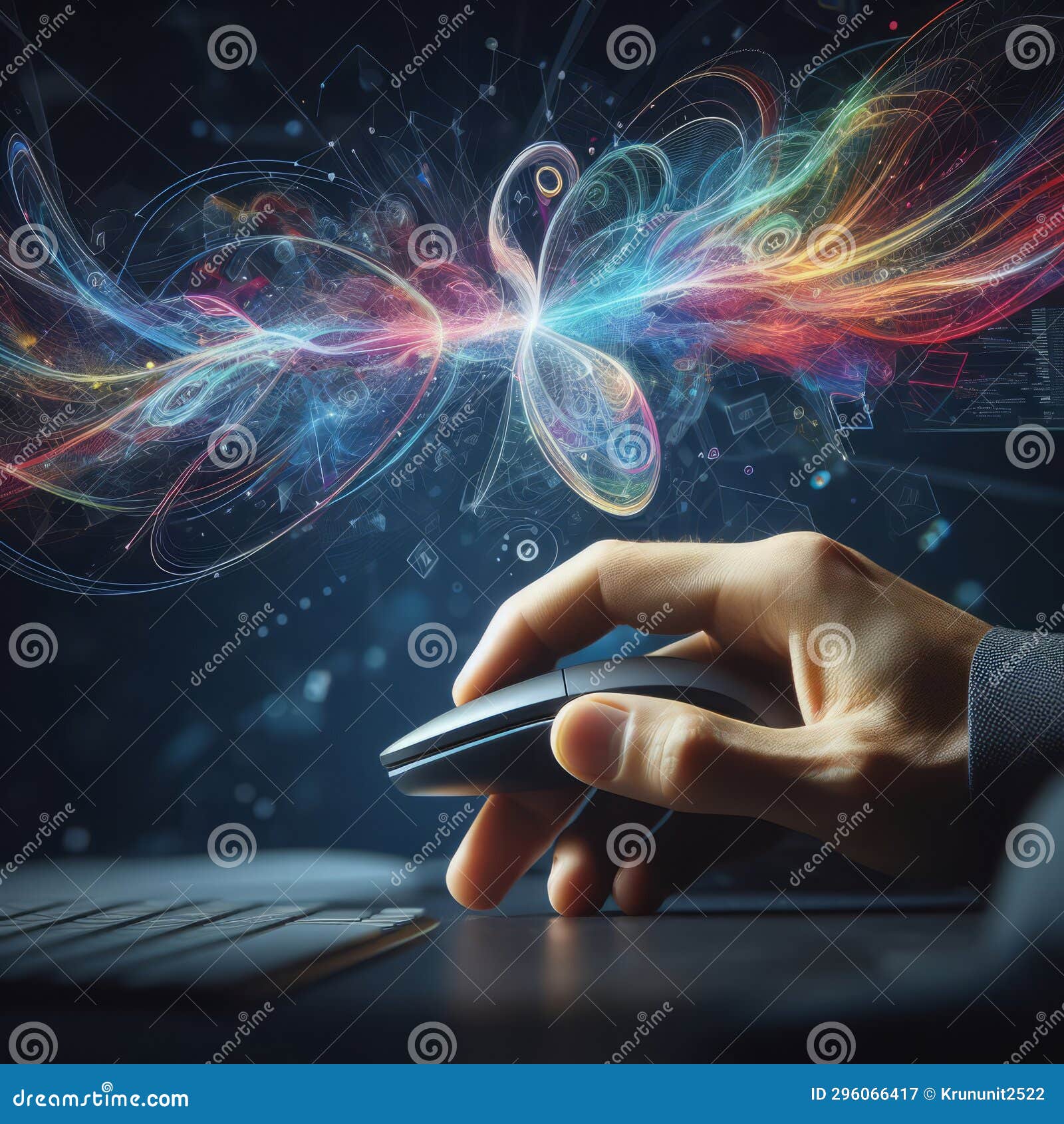 Hand using wireless mouse stock illustration. Illustration of ...