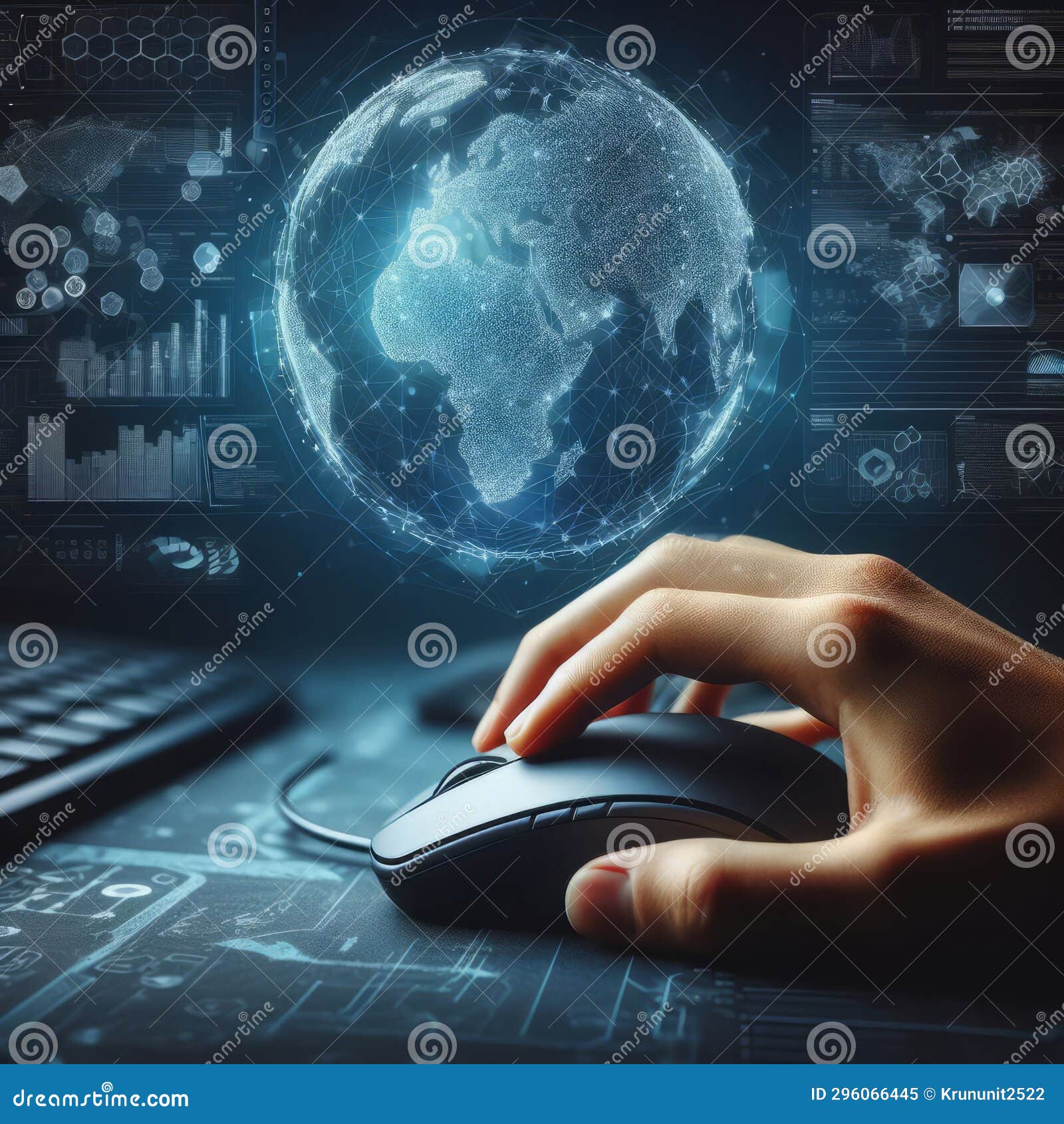 Hand using wireless mouse stock illustration. Illustration of light ...