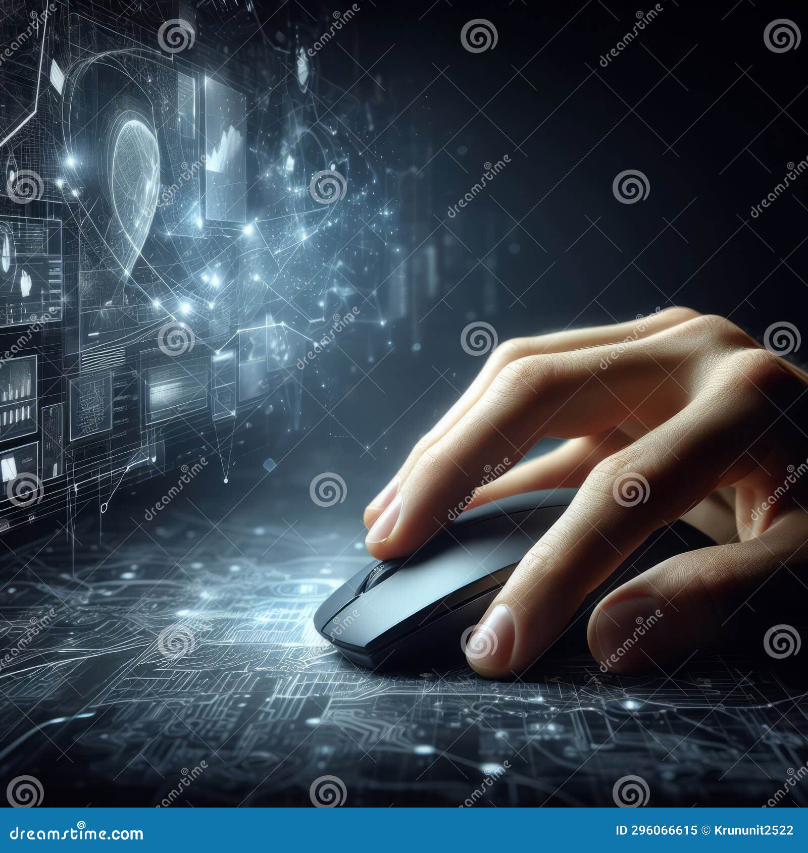 Hand using wireless mouse stock illustration. Illustration of data ...