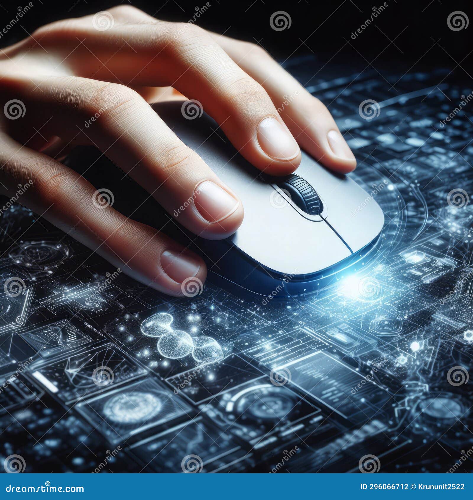 Hand using wireless mouse stock illustration. Illustration of brand ...