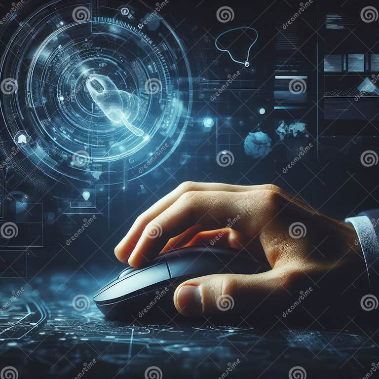 Hand using wireless mouse stock illustration. Illustration of ...