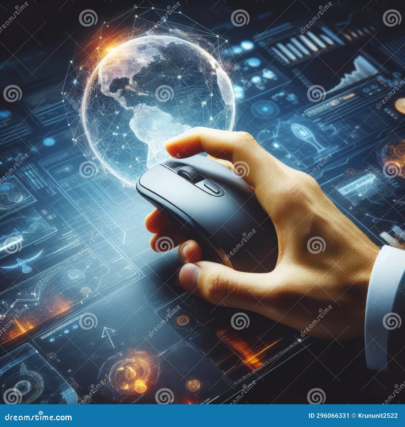 Hand using wireless mouse stock illustration. Illustration of connect ...
