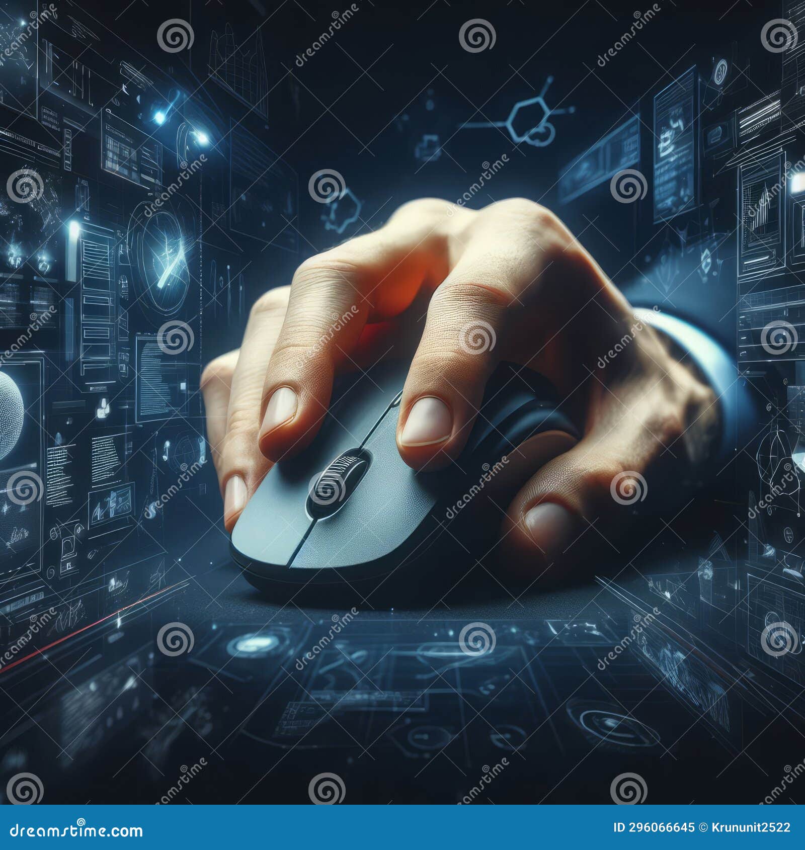 Hand using wireless mouse stock illustration. Illustration of data ...