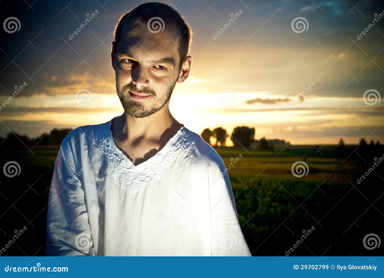 Picture of man on sunset stock image. Image of scene - 29702799