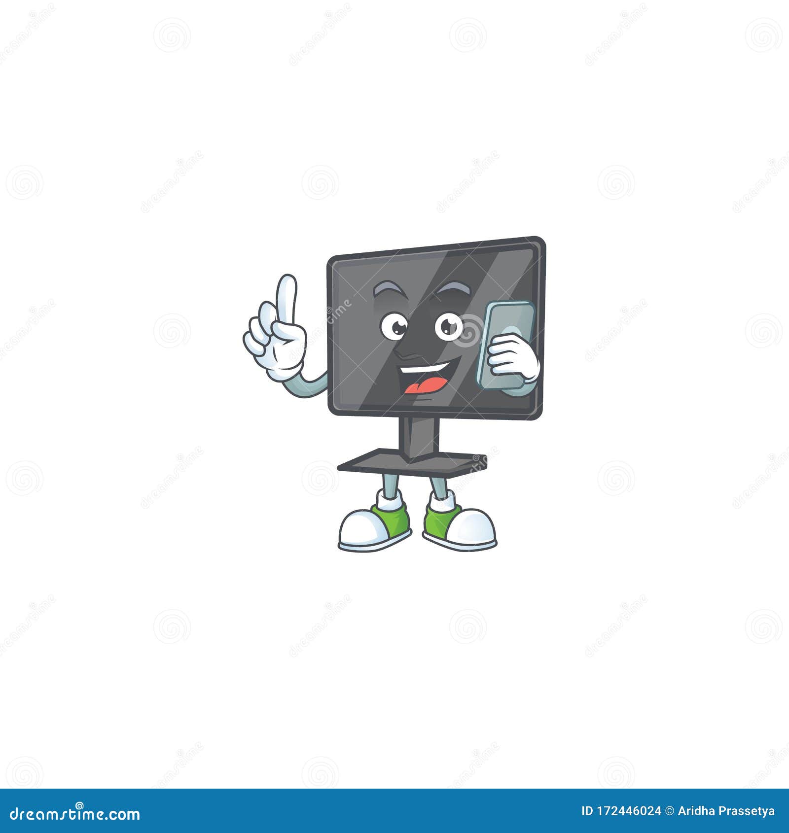 A Picture of Happy Computer Screen Speaking on the Phone Stock Vector ...