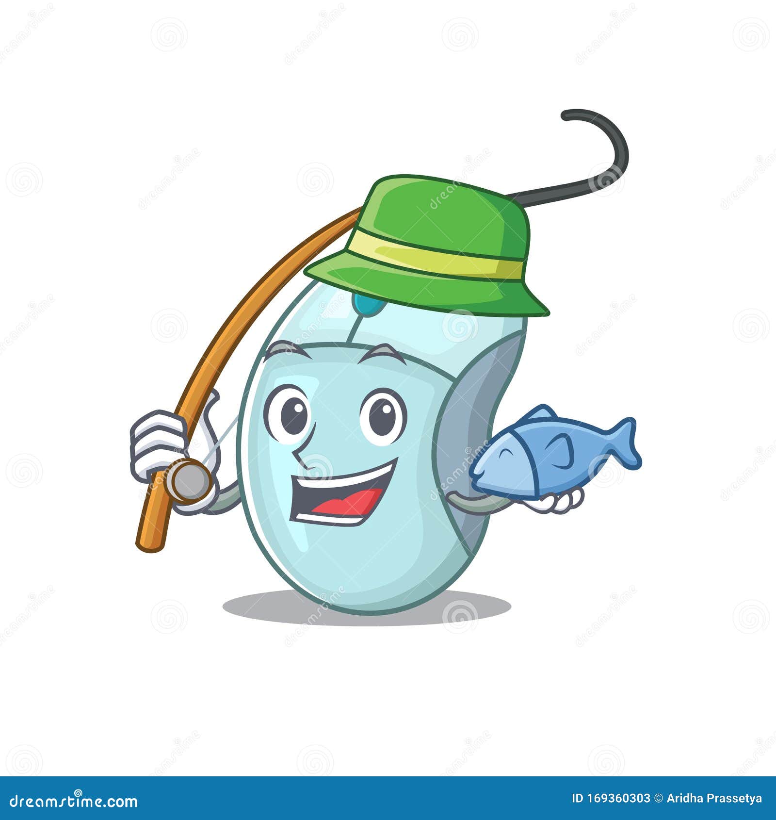 A Picture of Happy Fishing Computer Mouse Design Stock Vector ...