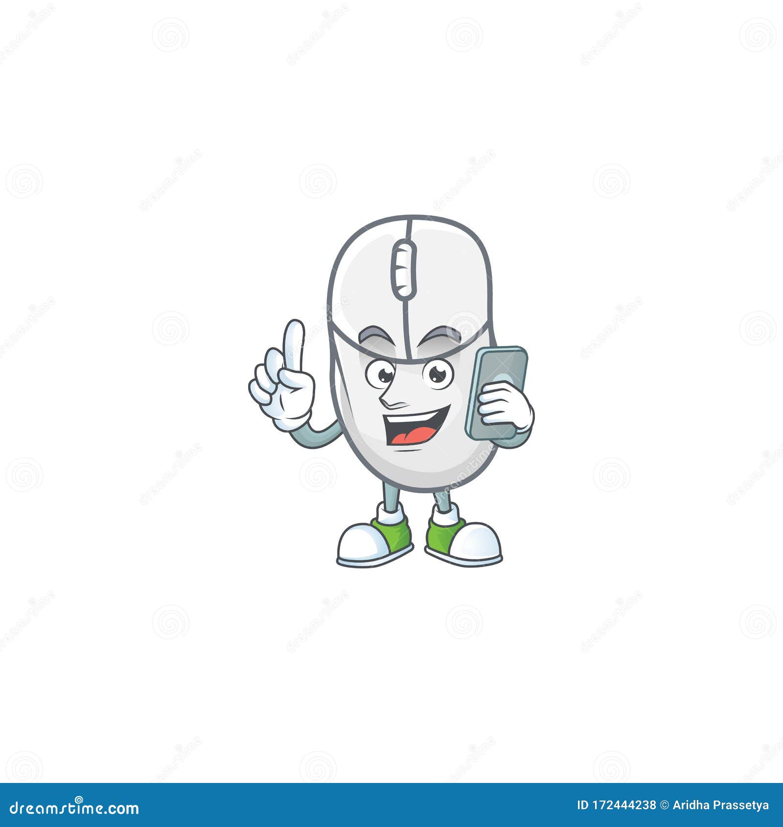 A Picture of Happy White Mouse Speaking on the Phone Stock Vector ...