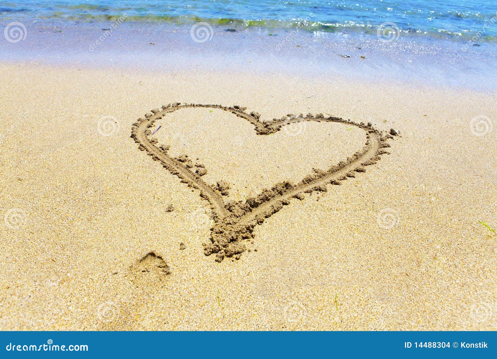 Picture of heart on sand stock photo. Image of inscription - 14488304