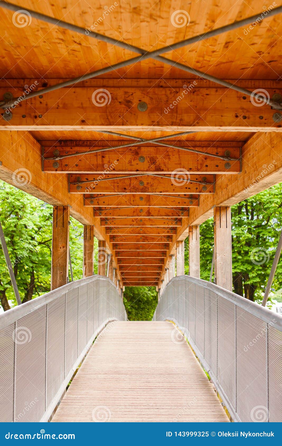 Picture Inside a Wooden Bridge Over a River Stock Image - Image of ...