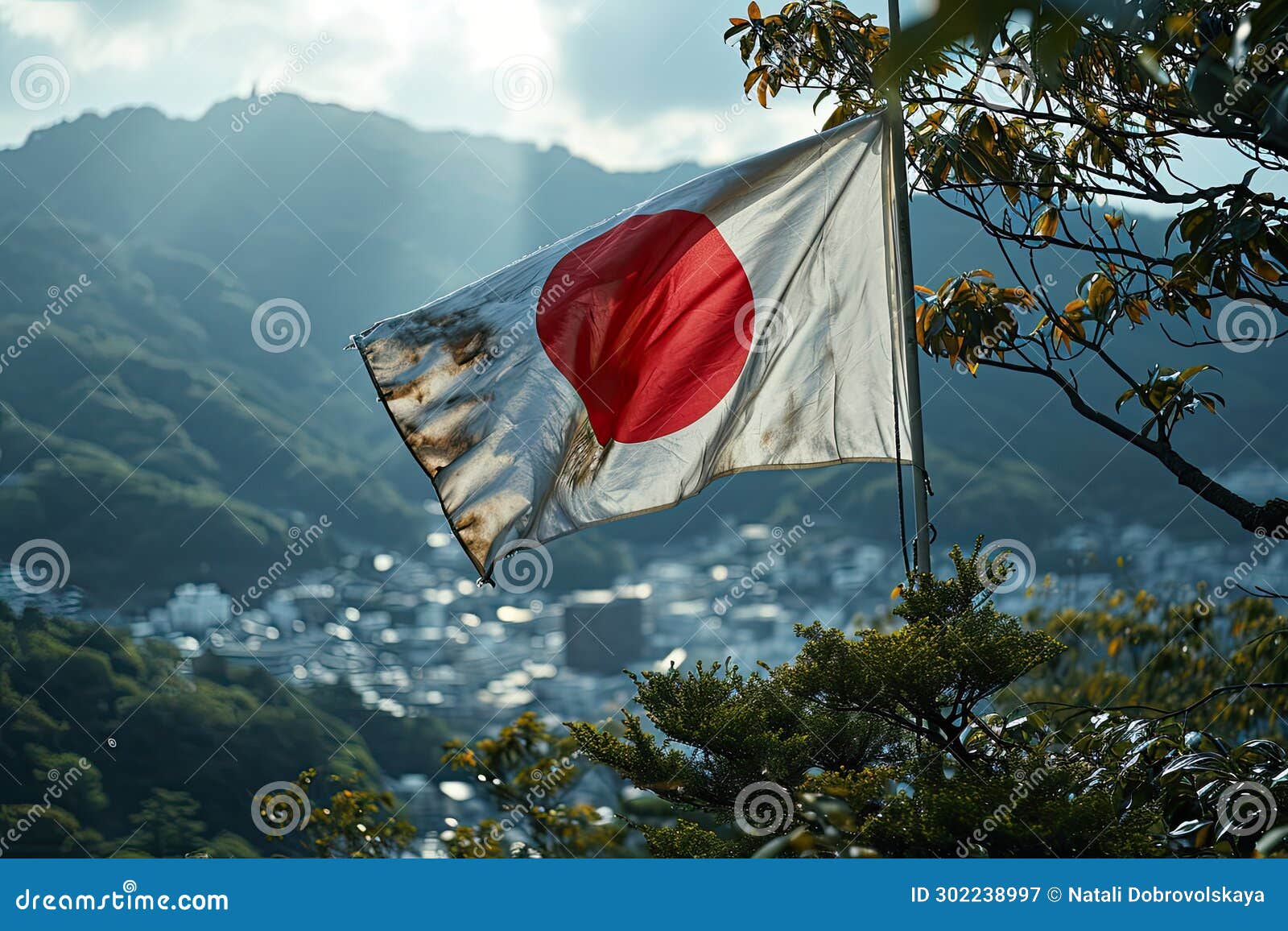 The Picture of Japanese Flag with Red Sun on White Background Stock ...