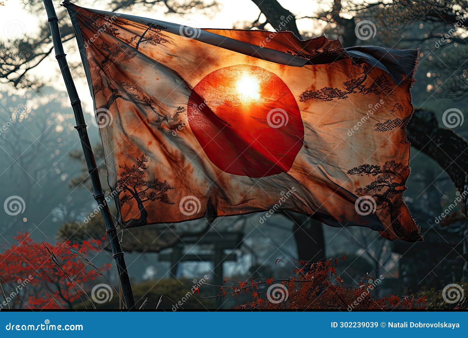 The Picture of Japanese Flag with Red Sun on White Background Stock ...
