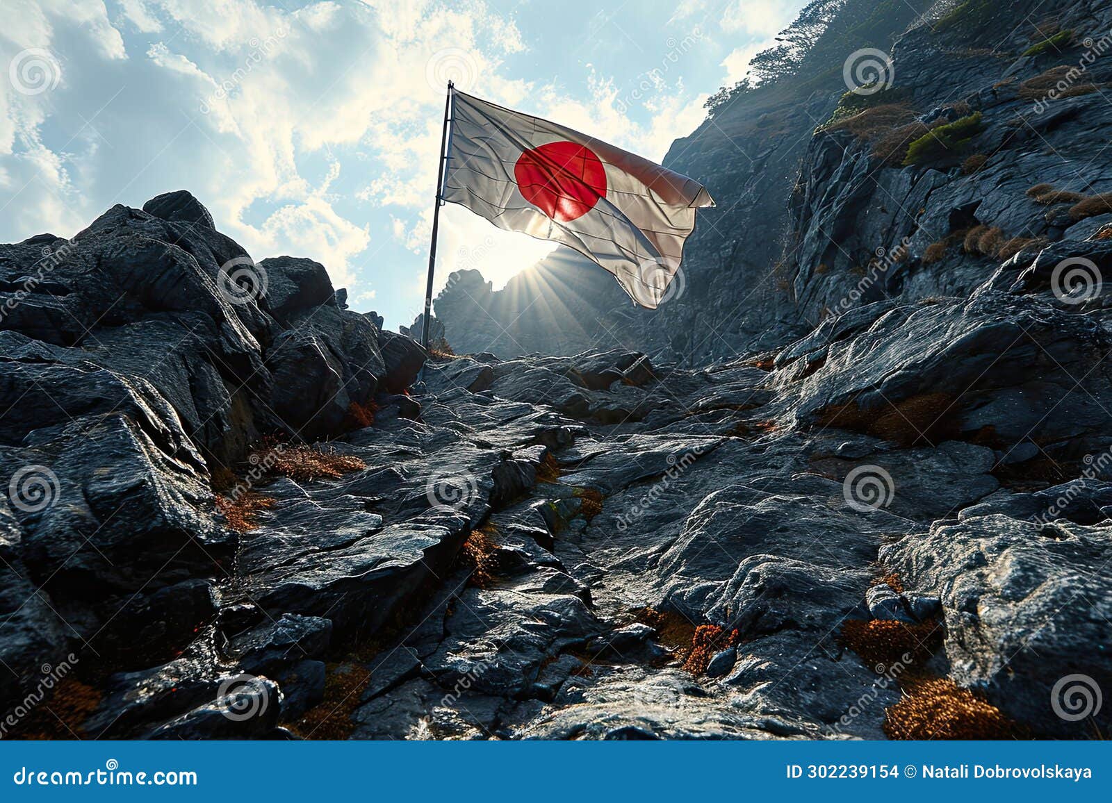 The Picture of Japanese Flag with Red Sun on White Background Stock ...