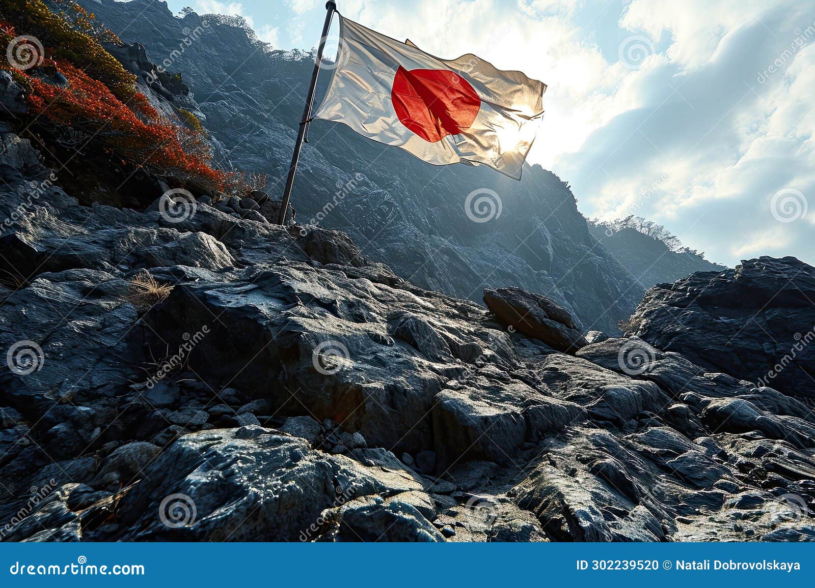 The Picture of Japanese Flag with Red Sun on White Background Stock ...