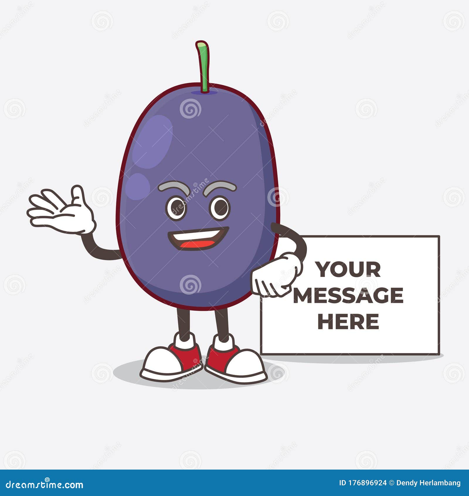 Java Plum Cartoon Mascot Character with Whiteboard Stock Vector ...