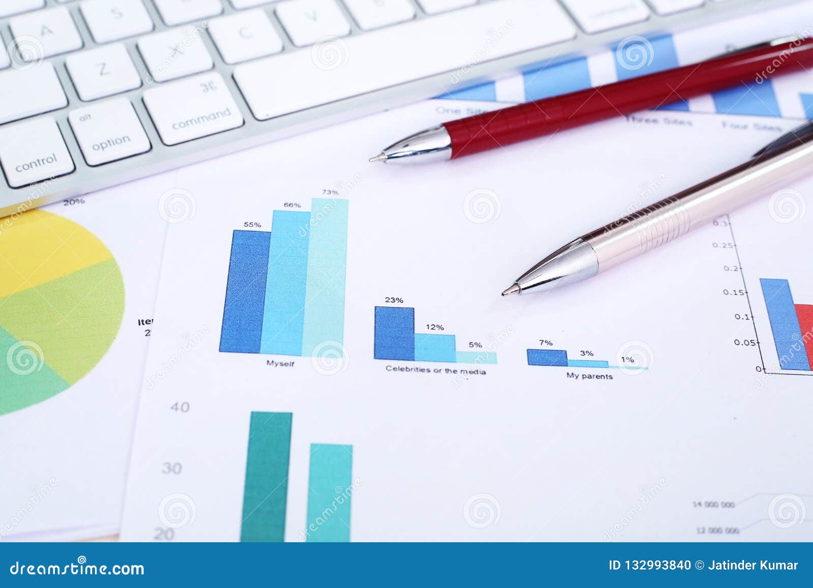 Picture of Keyboard and Two Pen on the Graph Paper Stock Photo - Image ...