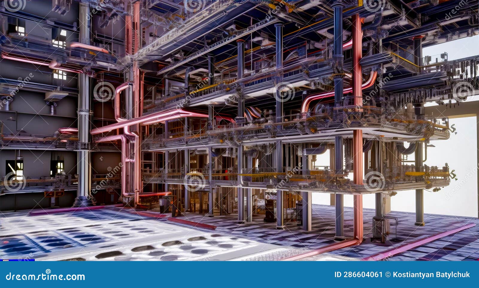 Picture of Large Building with Pipes and Pipes on the Side of it Stock ...