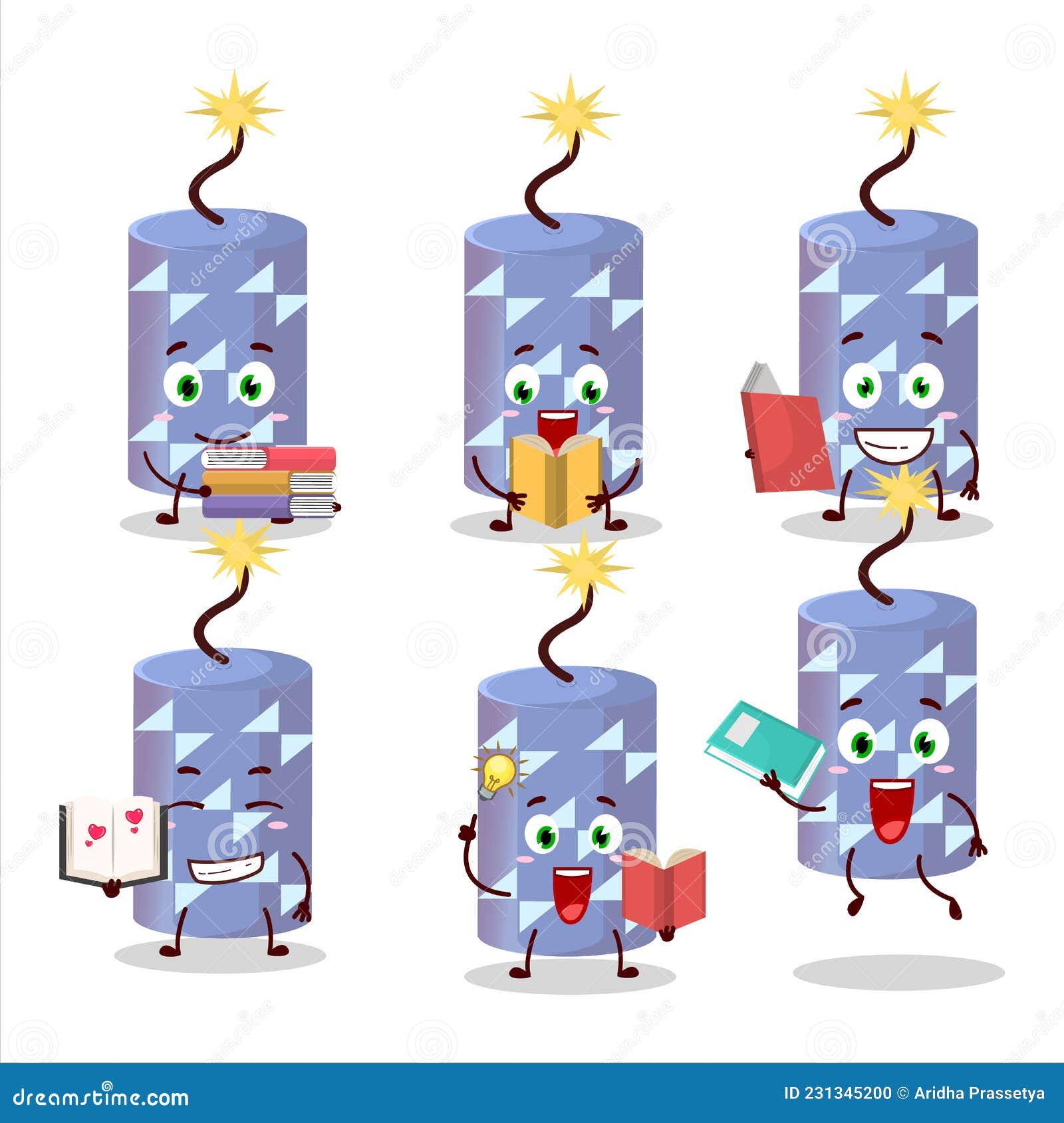 A Picture of Light Blue Firecracker Cartoon Character Concept Reading ...